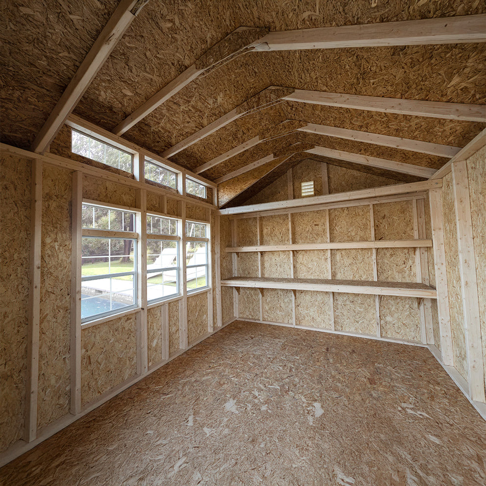 Madison Wood Shed with Windows & Shutters | Heartland Sheds