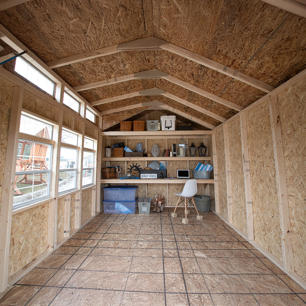 Madison Wood Shed with Windows & Shutters | Heartland Sheds